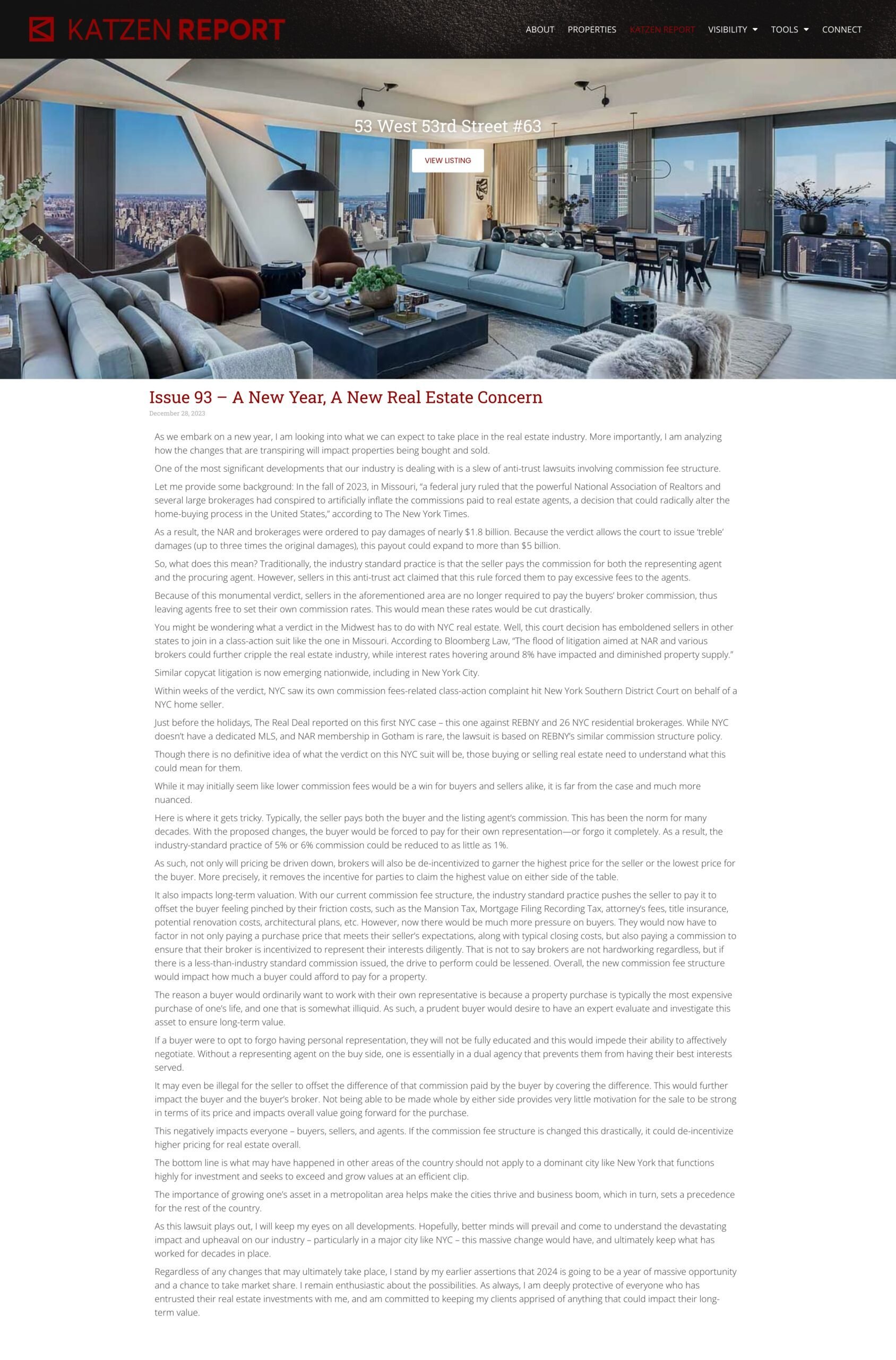Issue 93 – A New Year, A New Real Estate Concern - The Katzen Report